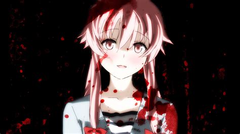 Wallpaper Anime Red Twintails Mirai Nikki Gasai Yuno Darkness