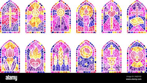 Church Glass Windows Stained Mosaic Catholic Frames With Cross Book