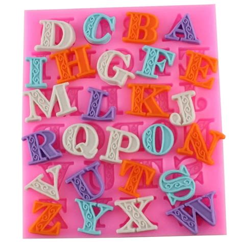 Molde De Silicone Alfabeto Letras Decoradas Para Decorar Elo7