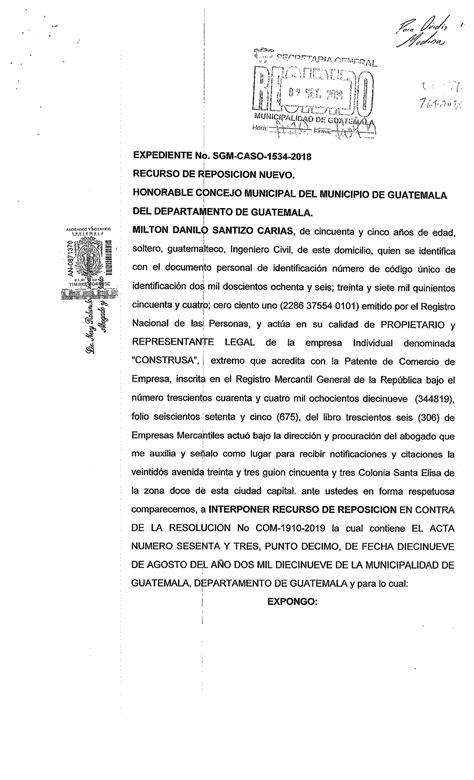 Recurso de Reposición Municipal Administrativo Derecho Administrativo