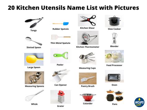 Kitchen Utensils Name List With Pictures And Uses
