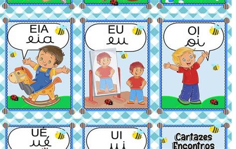 Cartazes Encontros Vocálicos Vogais Ilustrados pdf 53 Elo7 Produtos