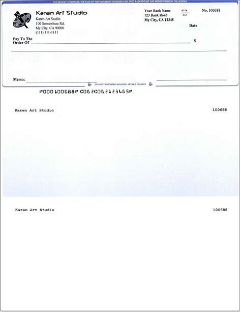 Blank Business Check Template Business Checks Printing With Regard