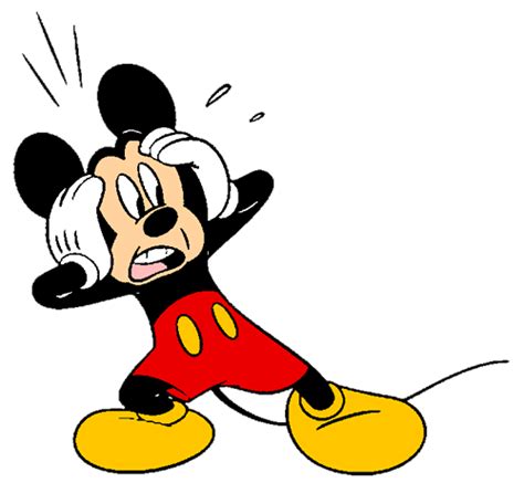 Mickey Scared Frightened Shocked Hands On Head Mickey Mouse