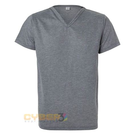Camiseta Gola V Cinza Mescla 100 poliéster para sublimação manga curta