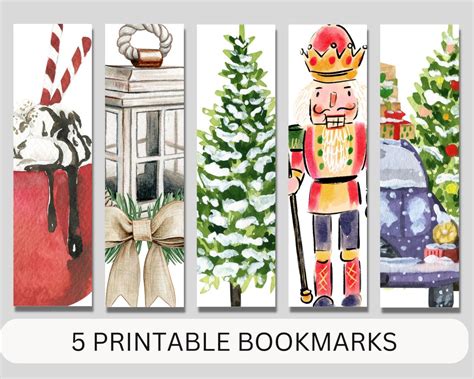 Christmas Bookmarks Watercolor Bookmarks Printable Bookmarks