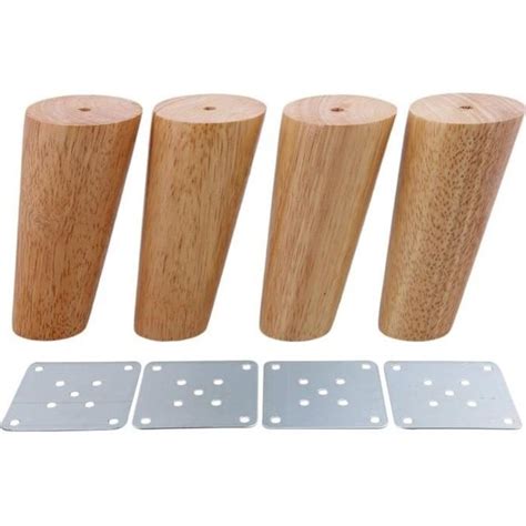 Oomom Lot De 4 Pieds De Fer De Meubles En Bois Conique 12cm Pour Canape