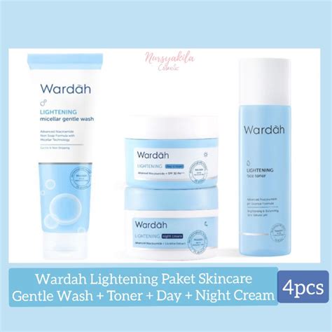 Jual Wardah Lightening Paket Skincare 4pcs Micellar Gentle Wash 100ml