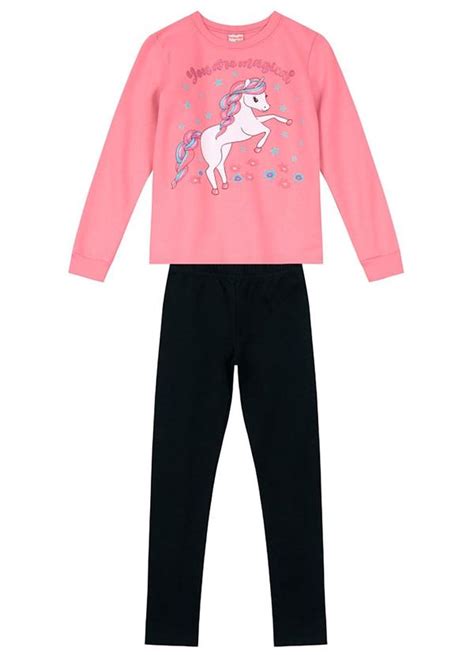 Conjunto Unicórnio Infantil Menina Rosa Brandili