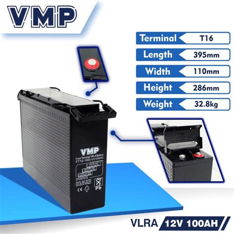 Jual Aki UPS VMP 12V 100AH Baterai UPS Aki Kering Batere UPS Front