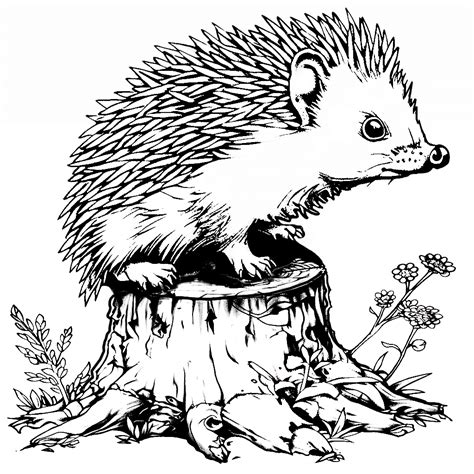 Igel Auf Baumstamm Ausmalbild Kostenlos Herunterladen