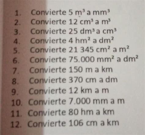 1 2 3 Convierte 25 dm³ a cm³ Convierte 4 hm² a dm² Convierte 21 345