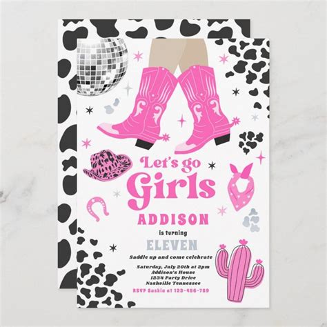 Disco Cowgirl Nashville Pink Rodeo Birthday Party Invitation Zazzle