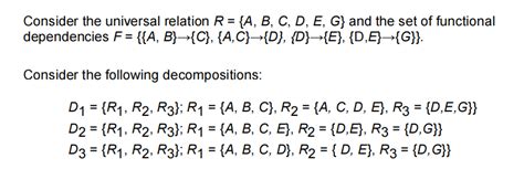 solved consider the universal relation r {a b c d e
