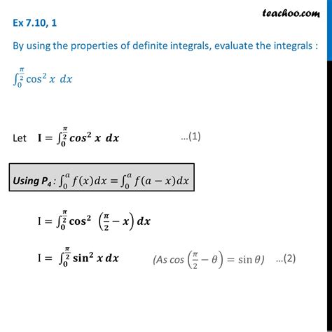 ex 7 10 1 using properties of definite integrals chapter 7