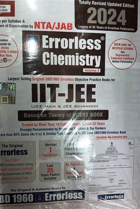 Buy NTA JAB Errorless Chemistry Vol 2 IIT JEE Jee Main Jee Advanced