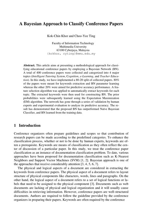pdf a bayesian approach to classify conference papers