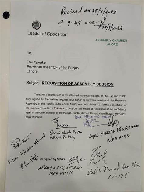 After Pm Imran No Trust Motion Submitted Against Punjab Cm Buzdar