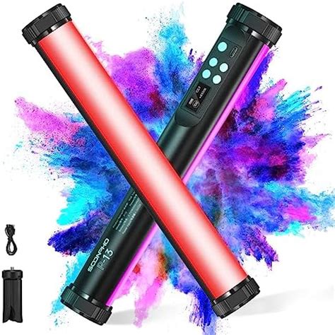 SOONPHO LED Videoleuchte RGB Lichtstab Fotografie 360 Drehung Mini