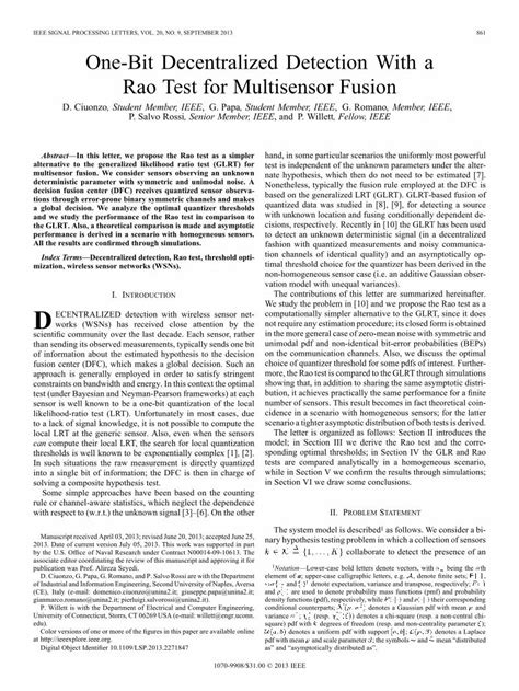 pdf one bit decentralized detection with a rao test for multisensor fusion dokumen tips