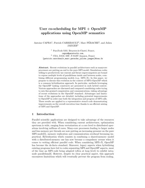 pdf user co scheduling for mpi openmp applications using openmp semantics