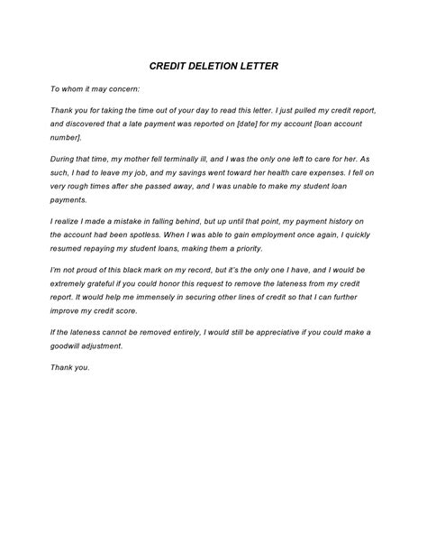 Effective Pay For Delete Letter Templates Free