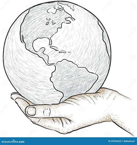 Mano que sostiene el mundo ilustración del vector Ilustración de globo