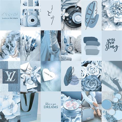 Pcs Blue Photo Wall Collage Kit Aesthetic Ocean Blue Etsy