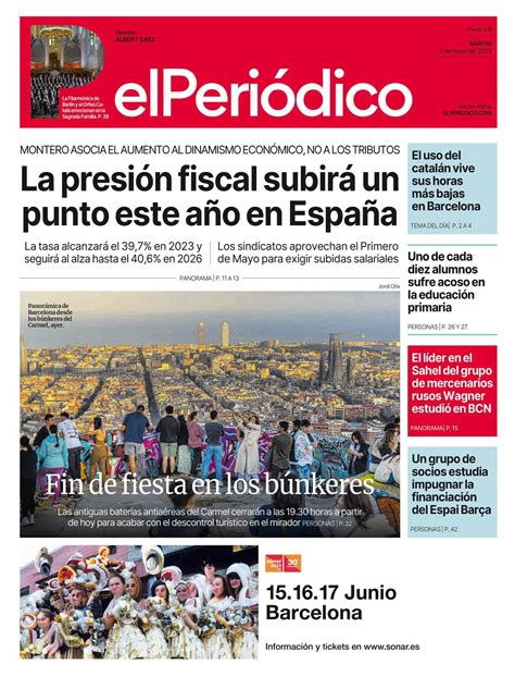 La Portada Del Peri Dico Del De Maig Del