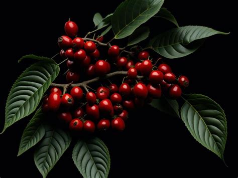 Premium AI Image Ripe Red Arabica Coffee Beans On A Branch With Green