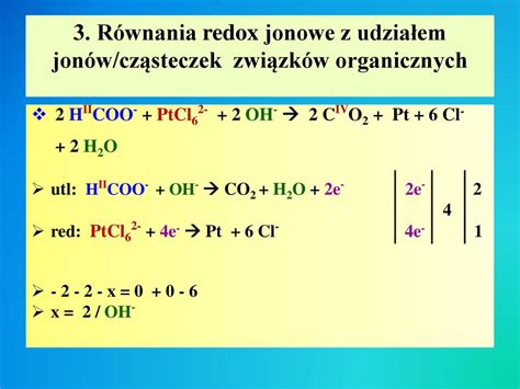 Dobieranie współczynników stechiometrycznych metodą bilansu jonowo