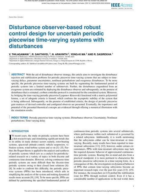 pdf disturbance observer based robust control design for uncertain periodic piecewise time