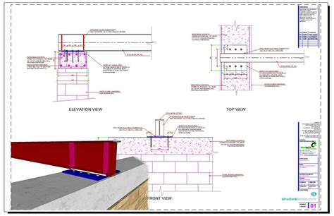 Steel Beam Connection Detail On Top Of Masonry Stone Or Brick Load