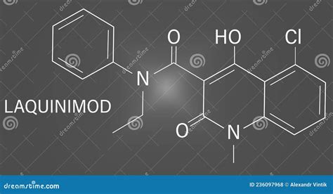 Laquinimod Multiple Sclerosis Drug Molecule Skeletal Formula Stock