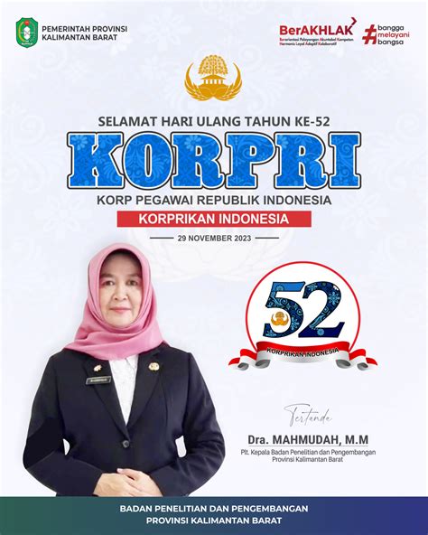 Selamat HUT Korpri Ke 52 Tahun 2023 Balitbang Provinsi Kalbar