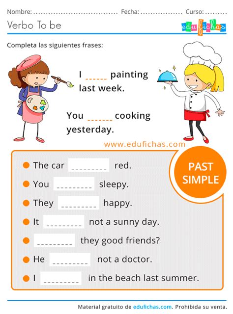Verbo TO BE Ejercicios de Inglés para Niños Descarga PDF