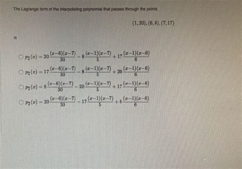 solved the lagrange form of the interpolating polynomial