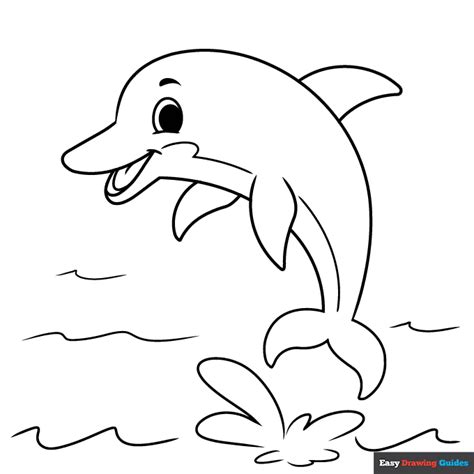 Dolphin In Cartoon Style Coloring Page Easy Drawing Guides 59 OFF