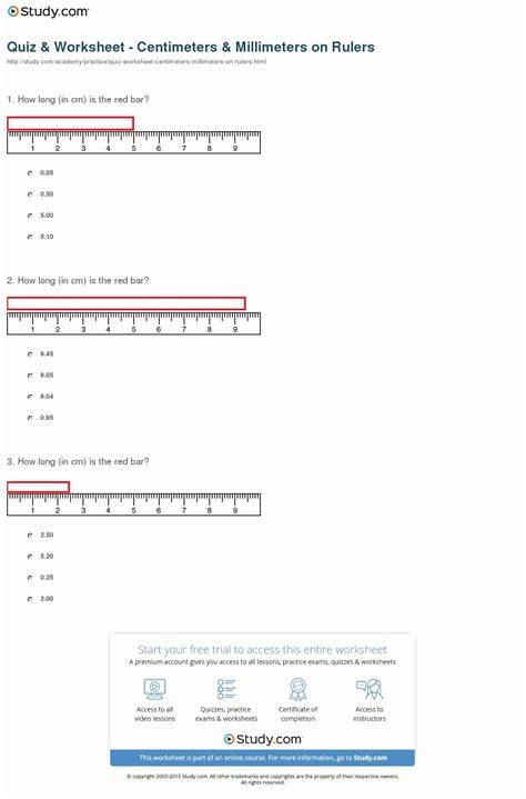 Reading A Metric Ruler Worksheet