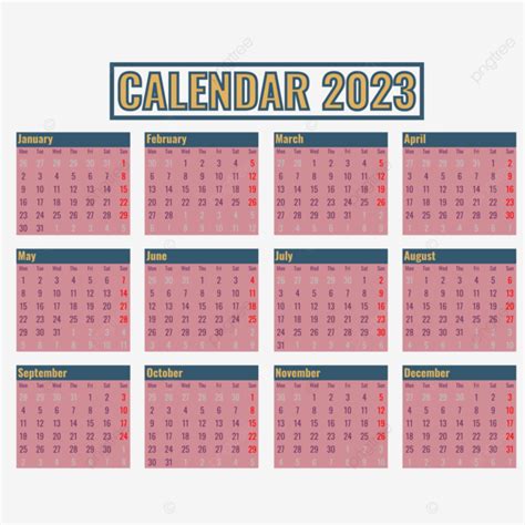 Simple Calendar 2023 Minimalist Unique Color Kalender Calendar 2023