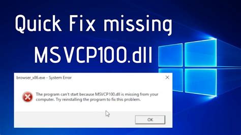 Fix Missing Msvcp Dll Problem Youtube