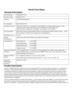 Fillable Online Dnr Wi Wpdes Permit Fact Sheet For Beloit Wwtf Wi