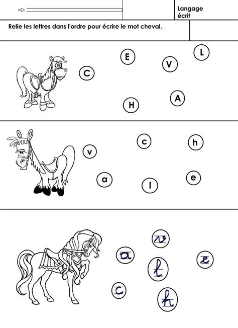 cheval ordre des lettres du mot école maternelle Gellow