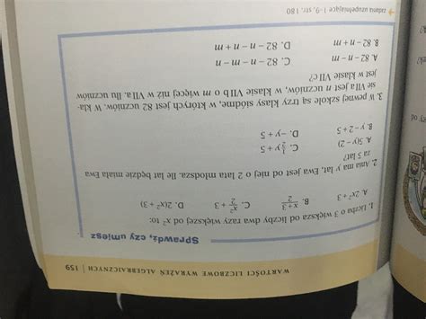 Matematyka klasa 7 Sprawdź czy umiesz strona 159 pomóżcie na teraz