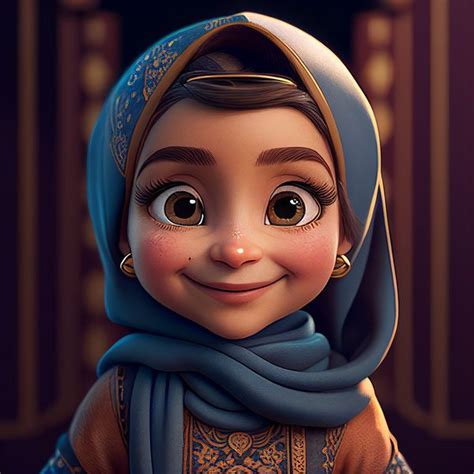 A Cartoon Character With Big Eyes And A Scarf Around Her Head