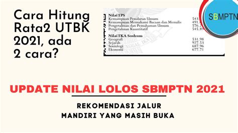 CARA HITUNG RATA RATA UTBK 2021 DAN UPDATE NILAI LOLOS SBMPTN 2021