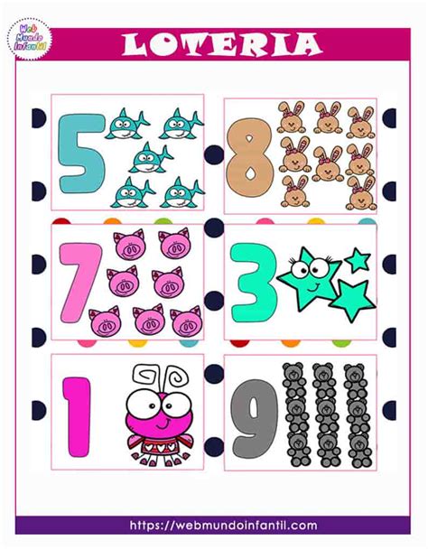 Lotería de números del 1 al 20 para preescolar e imprimir