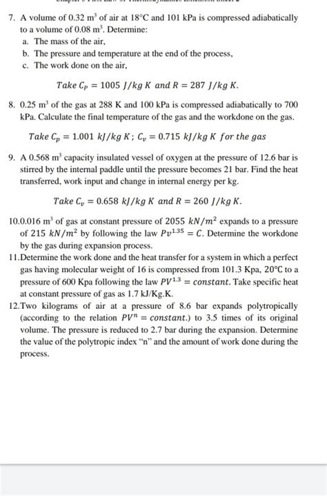 Solved 7 A Volume Of 0 32 M Of Air At 18C And 101 KPa Is Chegg