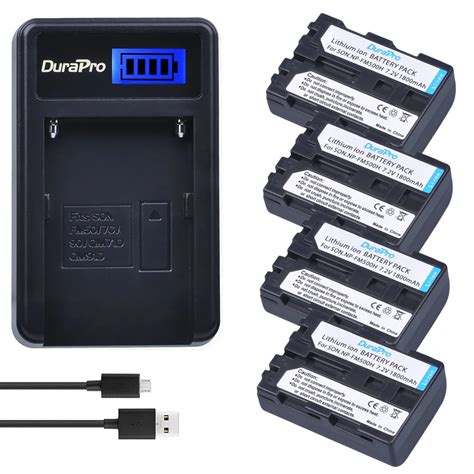 4pc DuraPro NP FM500H NP FM500H 1800mAh 7 2V Li Ion Battery LCD USB