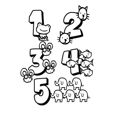 Desenho de Números de 1 a 5 para colorir Tudodesenhos